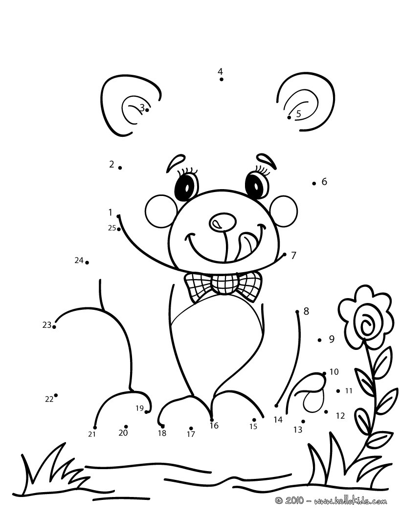 Bear Dot To Dot - Kids Worksheets Lab